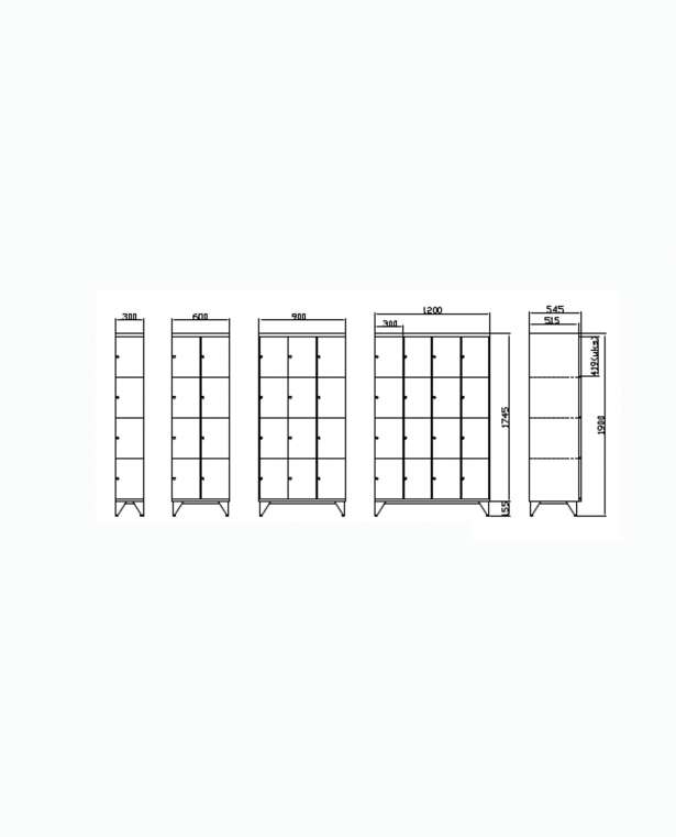 Lokerokaappi Solid 8 ovinen Lev 2 X 300 Mm Niparmi Sis logistiikka Oy